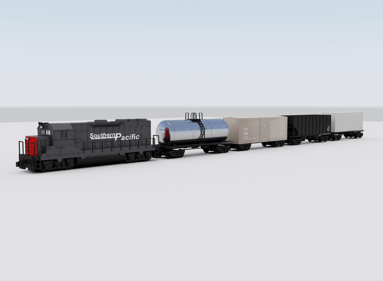 3d Dxf Freight Train Engine