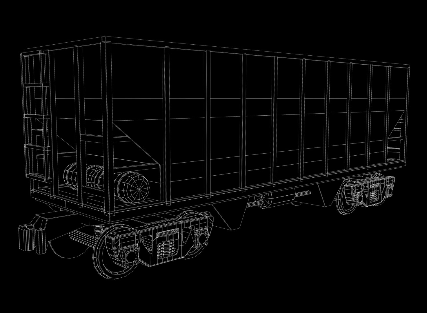 3d Dxf Freight Train Engine