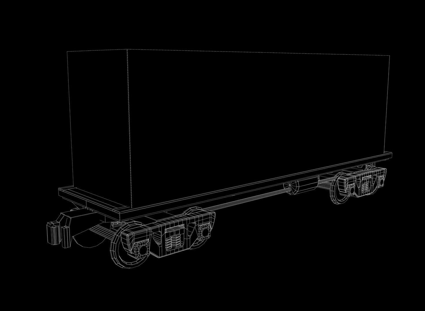3d Dxf Freight Train Engine