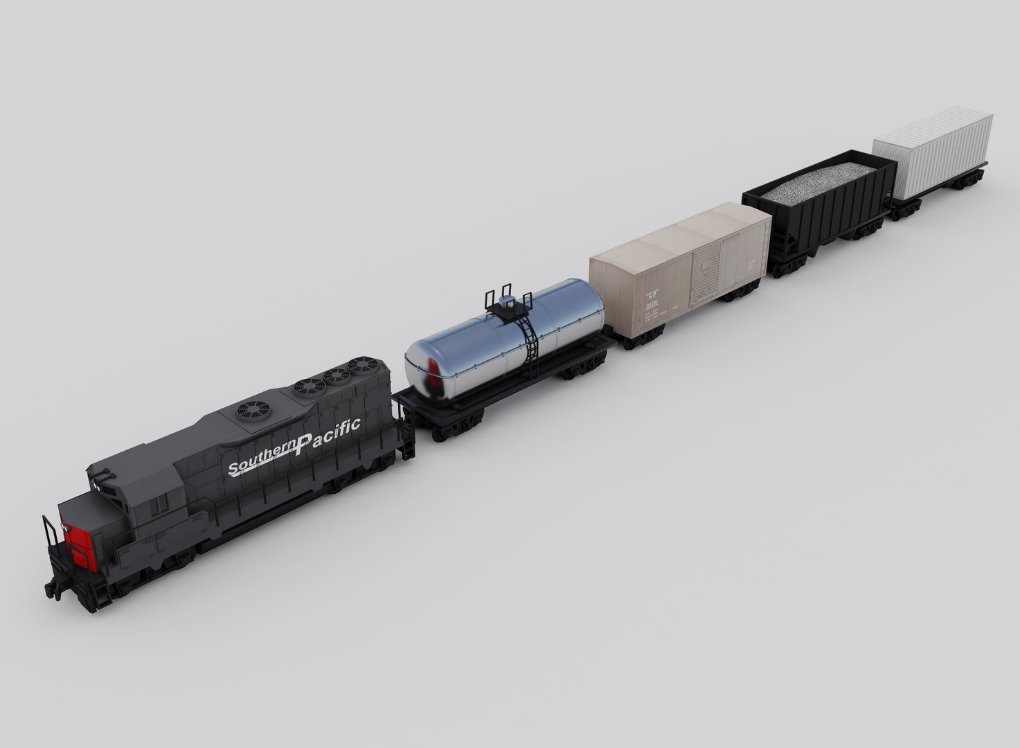 3d Dxf Freight Train Engine