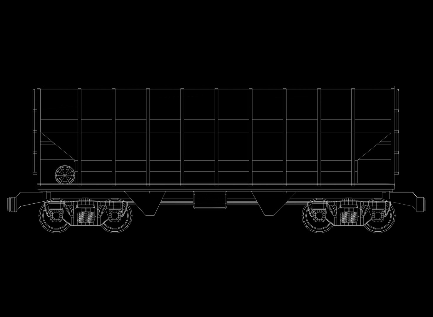 3d Dxf Freight Train Engine