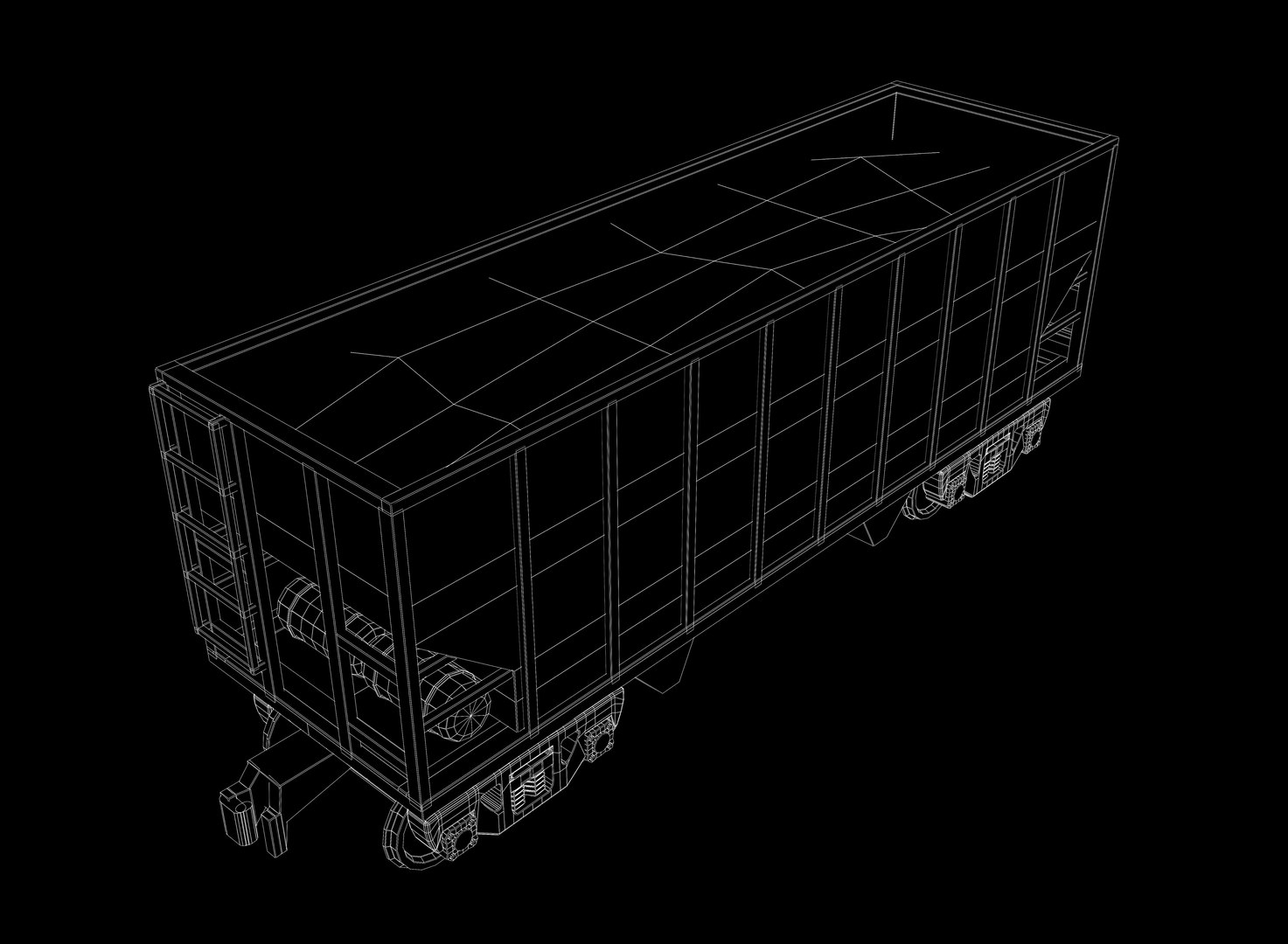 3d Dxf Freight Train Engine