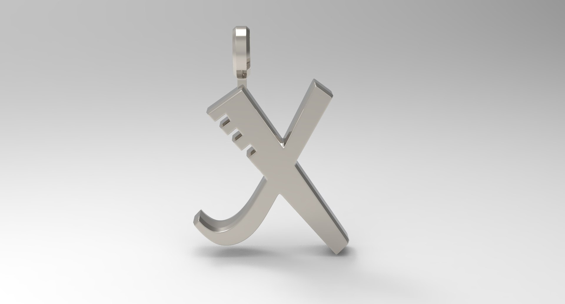 X Letter Pendant Platinum Model - TurboSquid 1903368