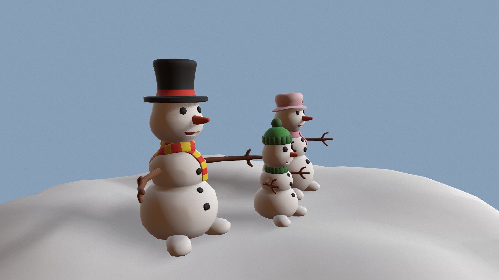 3D snow snowman family - TurboSquid 1676358