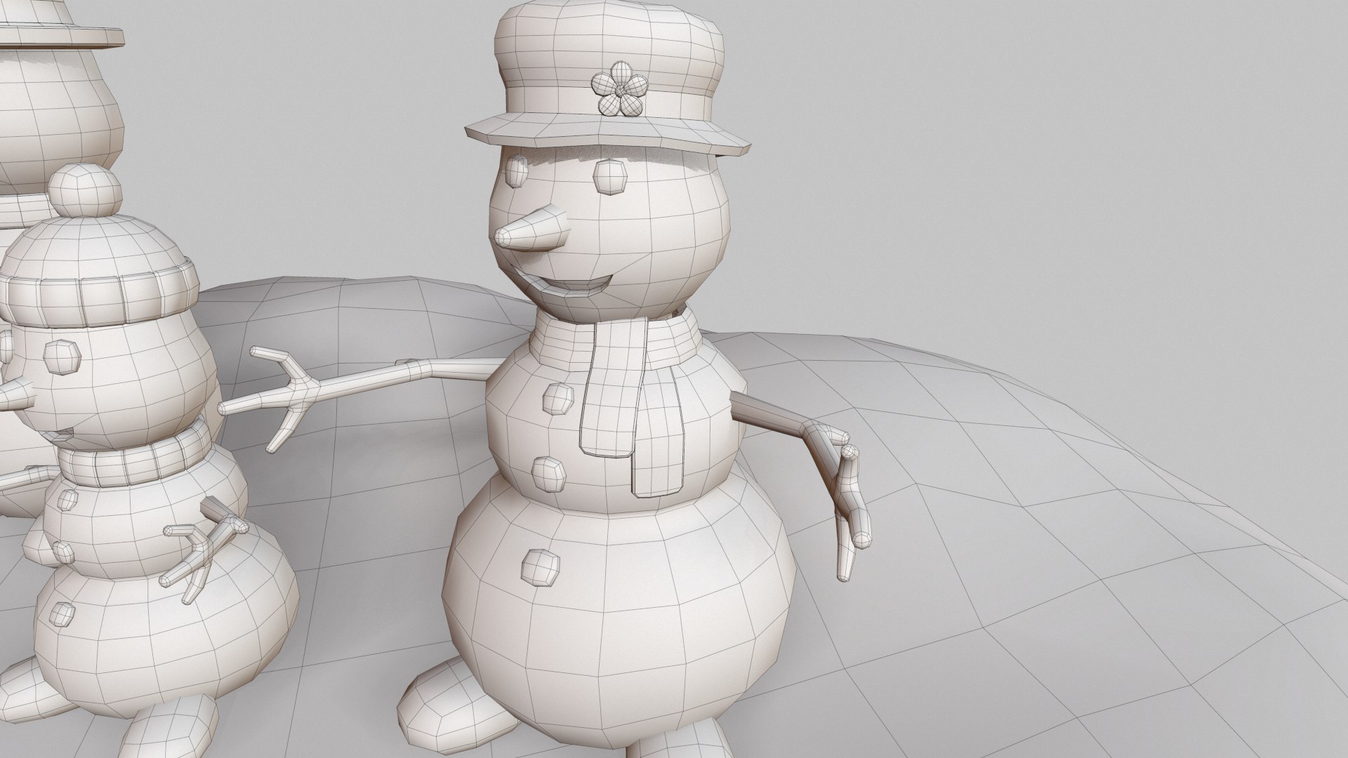 3D Snow Snowman Family - TurboSquid 1676358