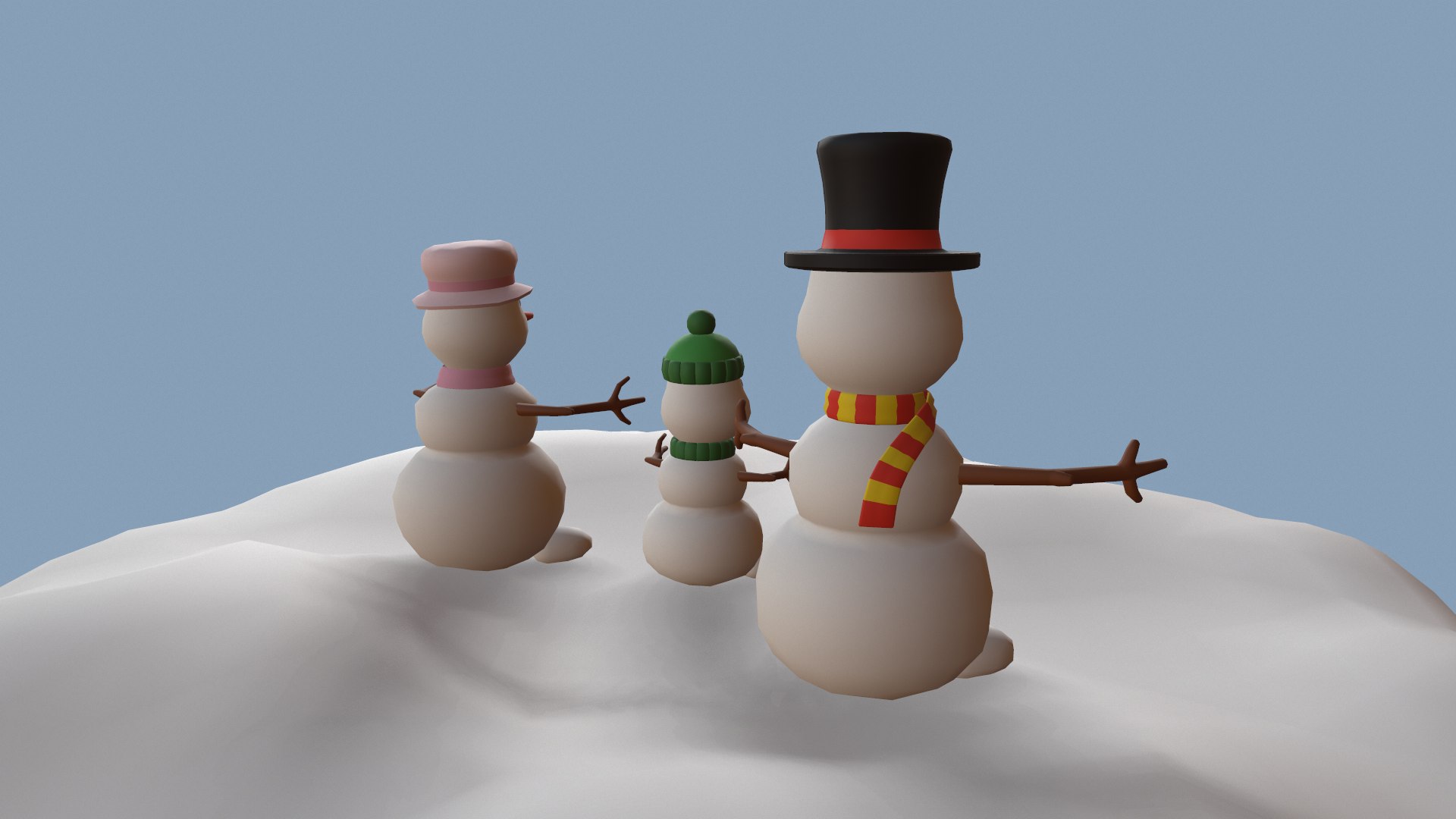 3D Snow Snowman Family - TurboSquid 1676358