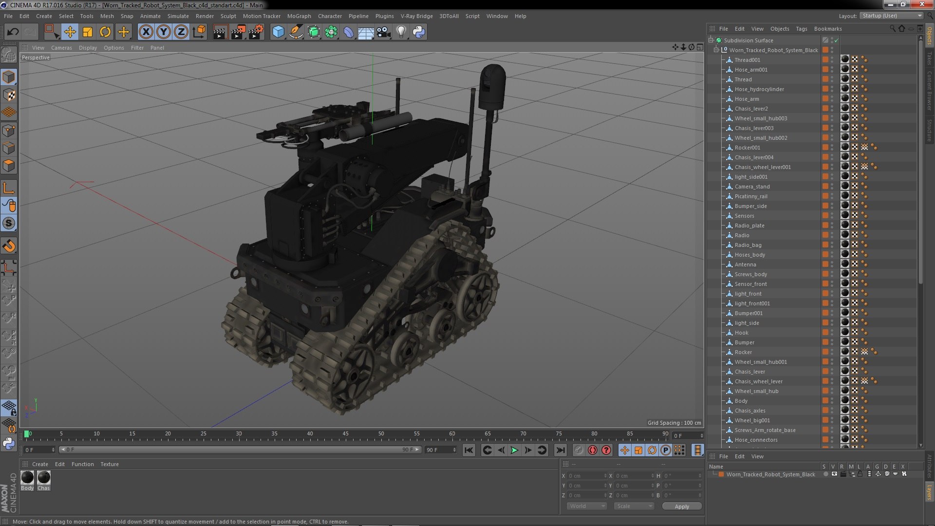 Worn Tracked Robot System Black 3D model - TurboSquid 2134650