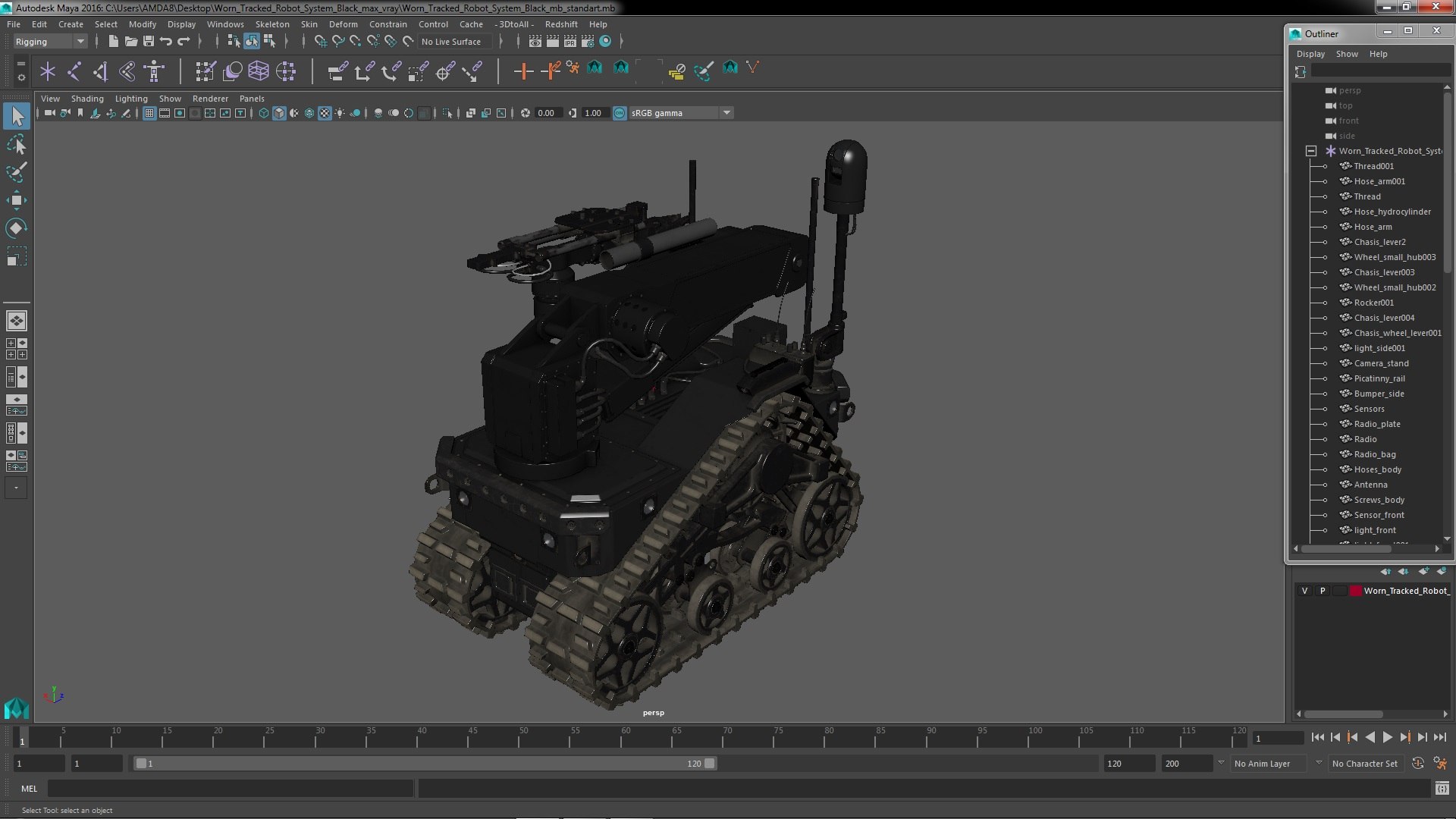 Worn Tracked Robot System Black 3D model - TurboSquid 2134650