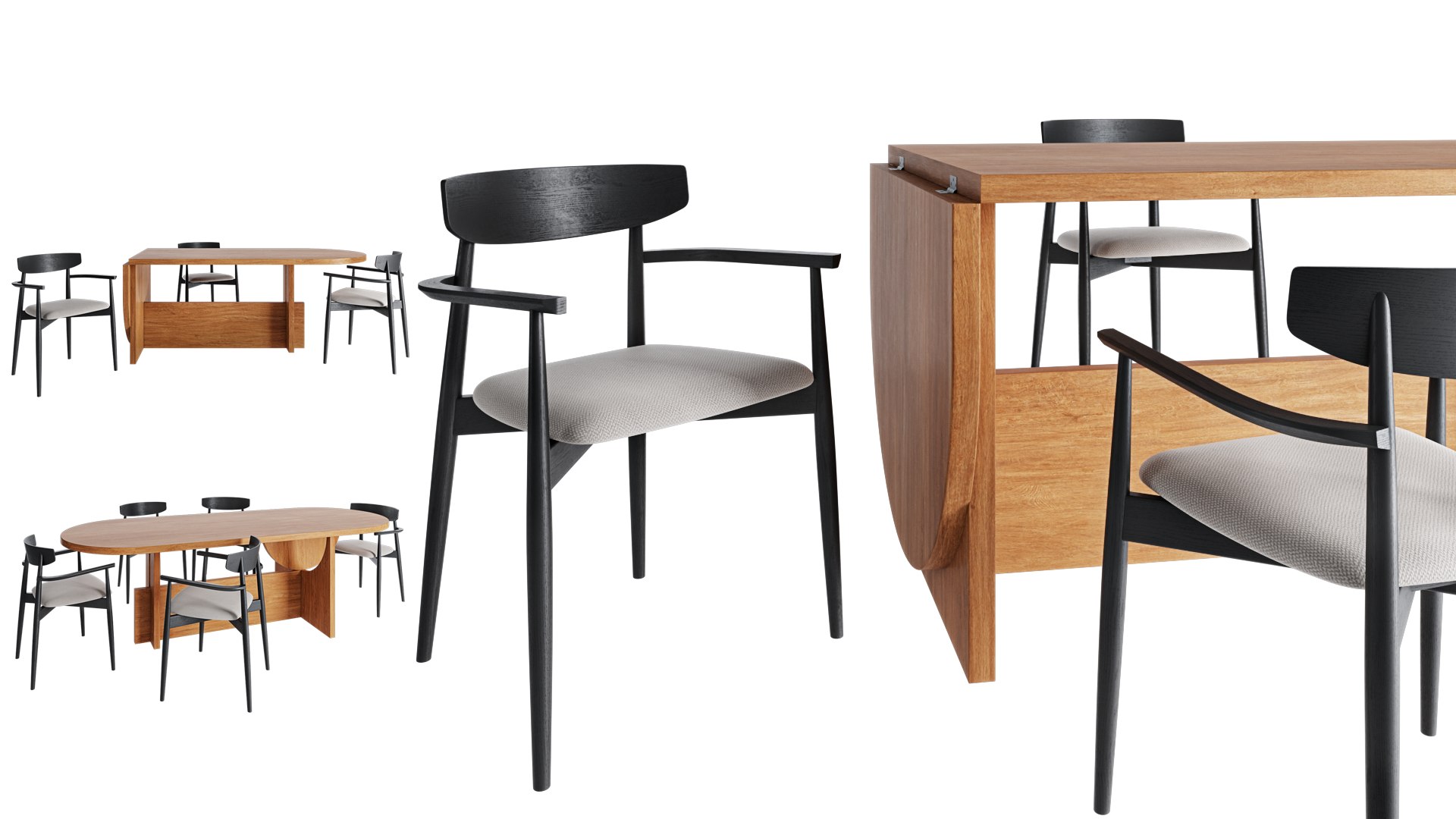 Tecta Lot conference table and Miniforms Claretta chair with armrests 3D model - TurboSquid 2162124