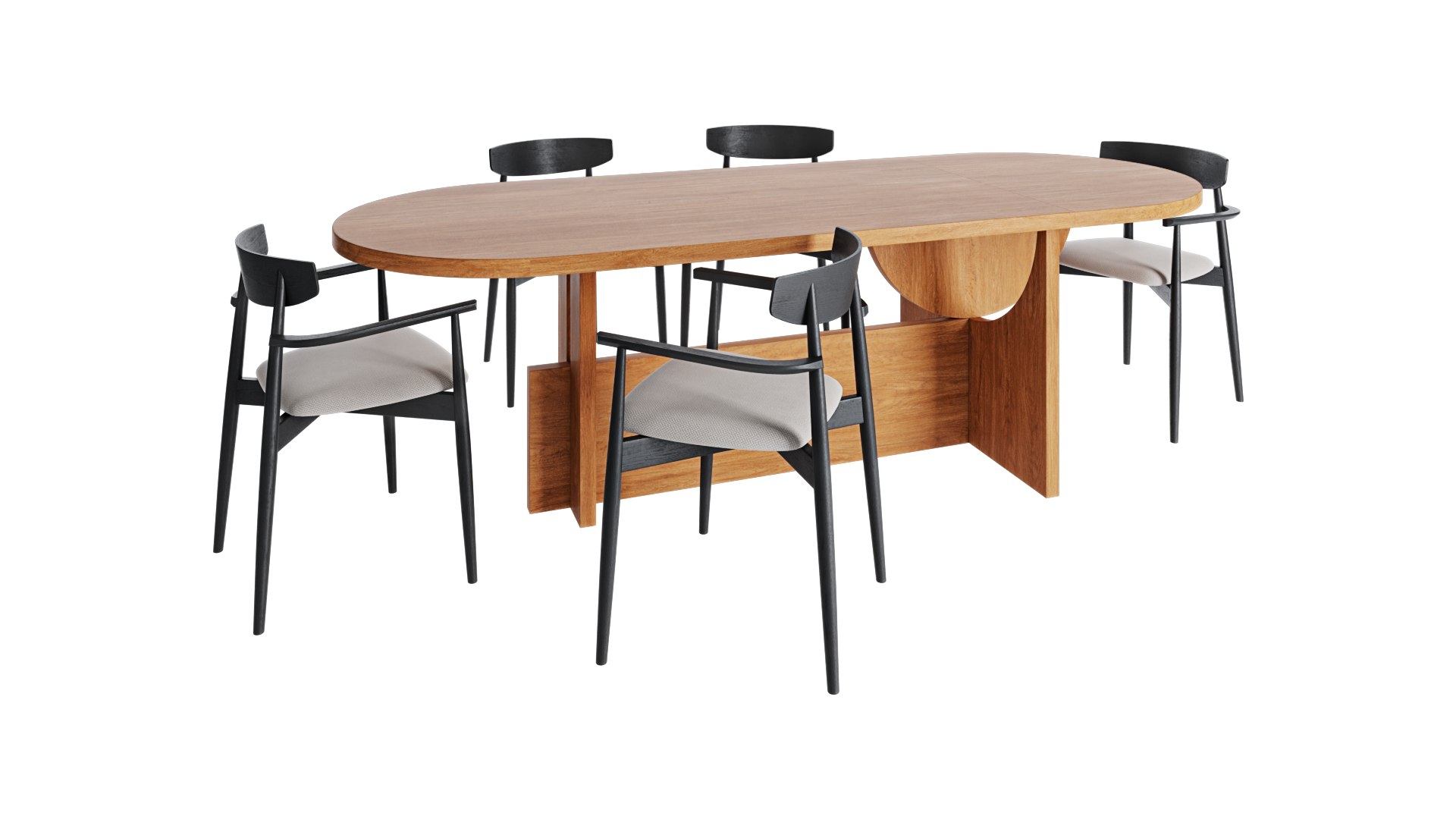 Tecta Lot conference table and Miniforms Claretta chair with armrests 3D model - TurboSquid 2162124