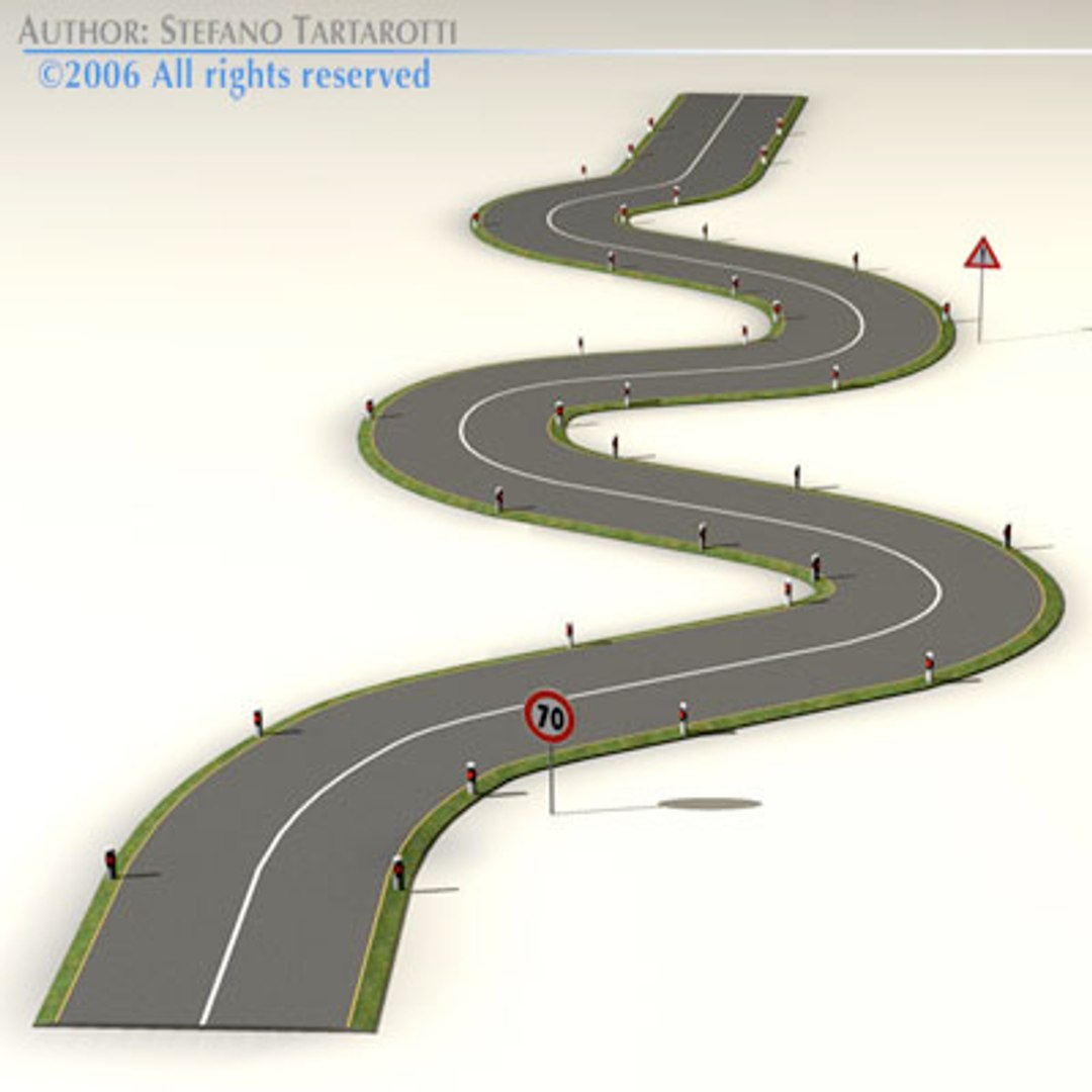 3d Road Curves Street Signs Model