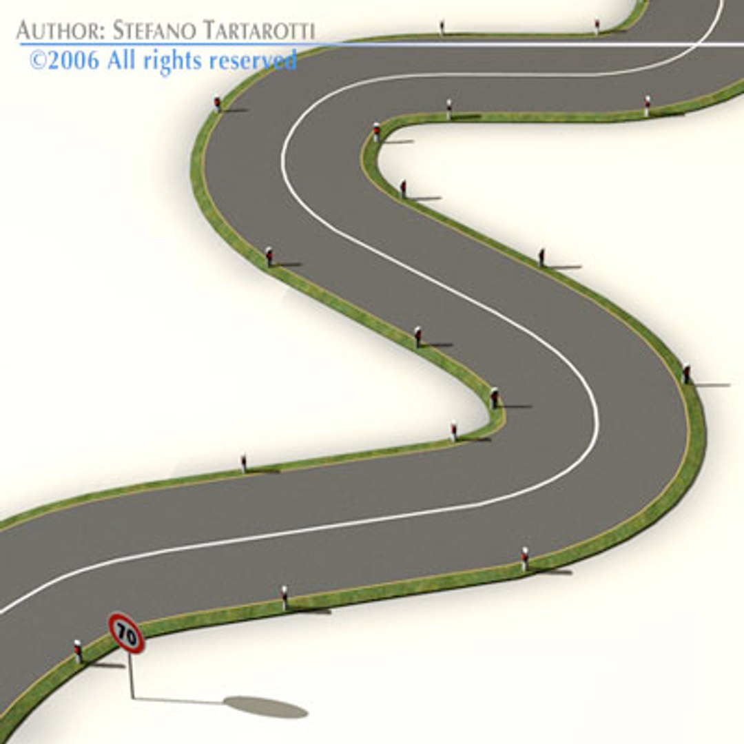 3d Road Curves Street Signs Model