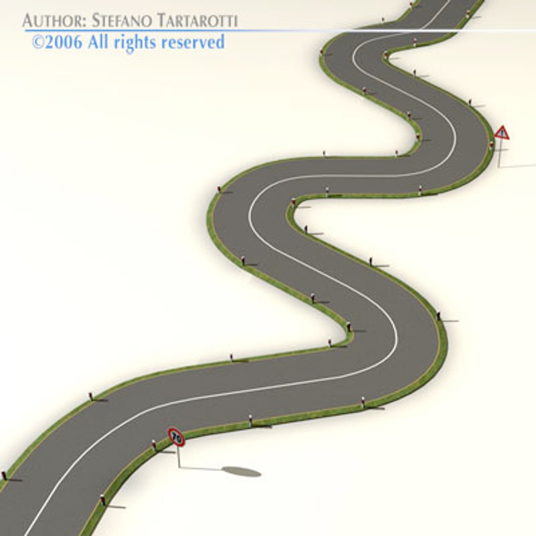3d Road Curves Street Signs Model