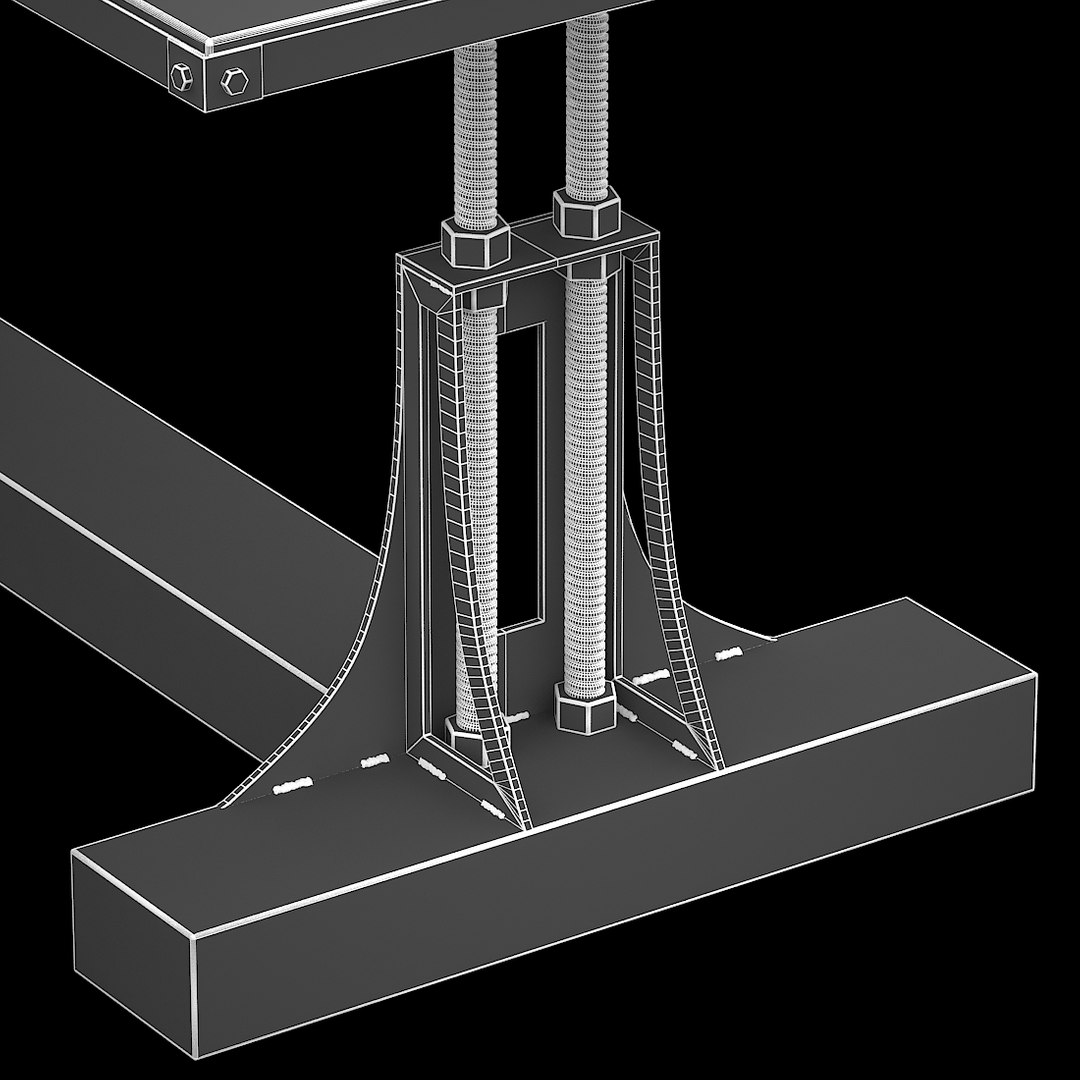 Post Industrial Table Bench 3d Model