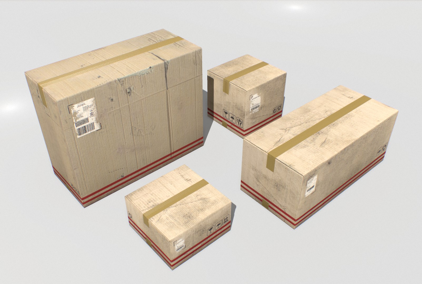 3D Cardboard Boxes Model - TurboSquid 1579547