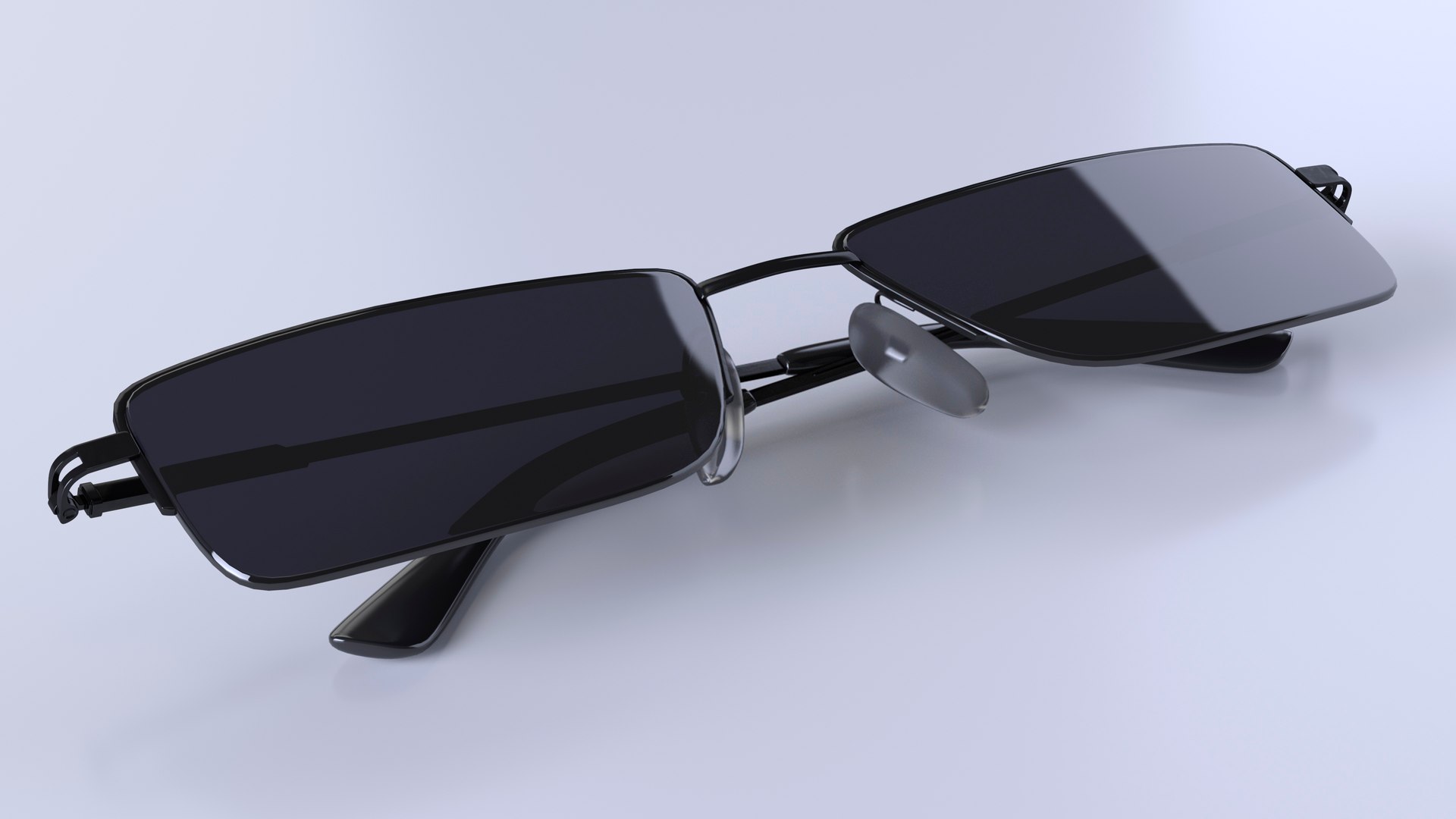 3D Model Folded Rectangular Glasses With Dark Lenses - TurboSquid 2146510