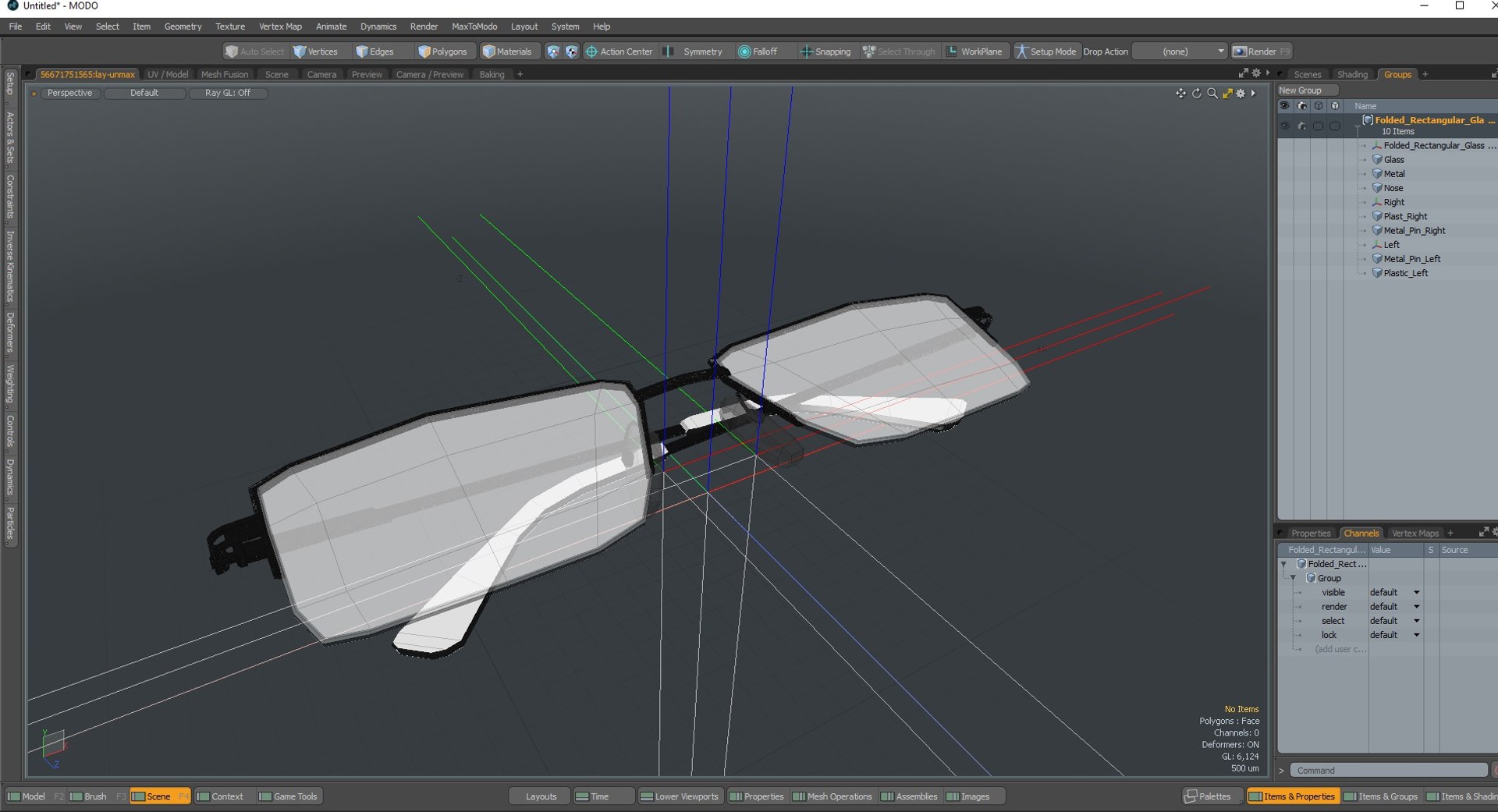 3D Model Folded Rectangular Glasses With Dark Lenses - TurboSquid 2146510