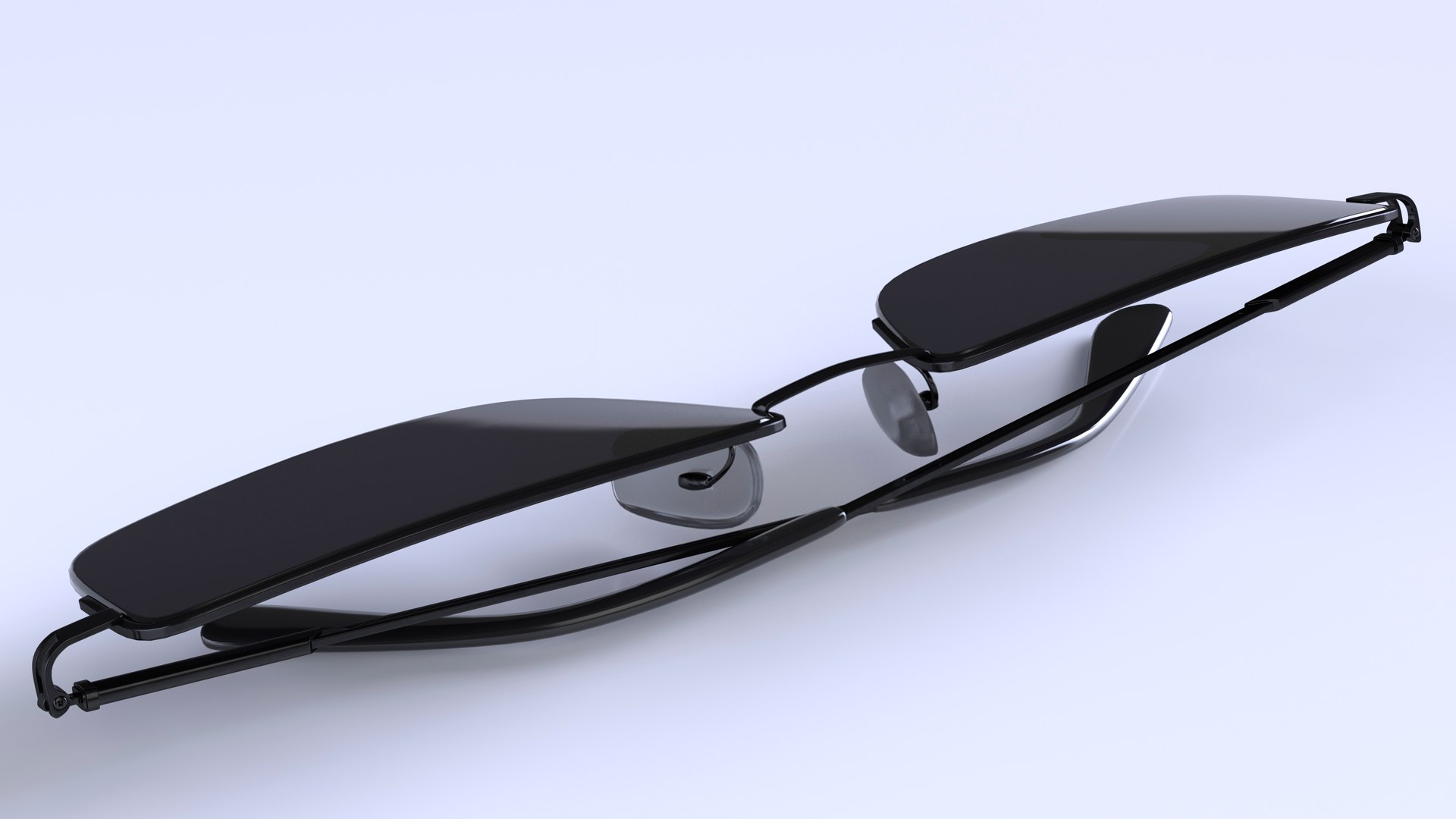 3D Model Folded Rectangular Glasses With Dark Lenses - TurboSquid 2146510