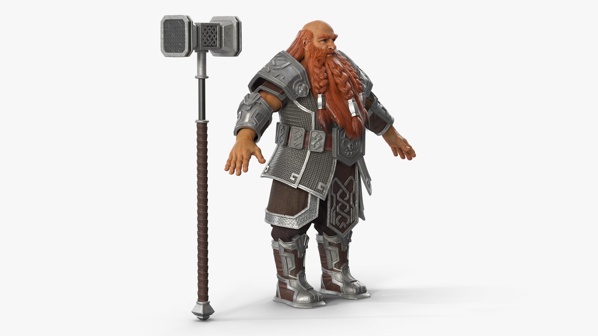 Armored Dwarf Warrior In Chainmail With Hammer 3D - TurboSquid 2391405