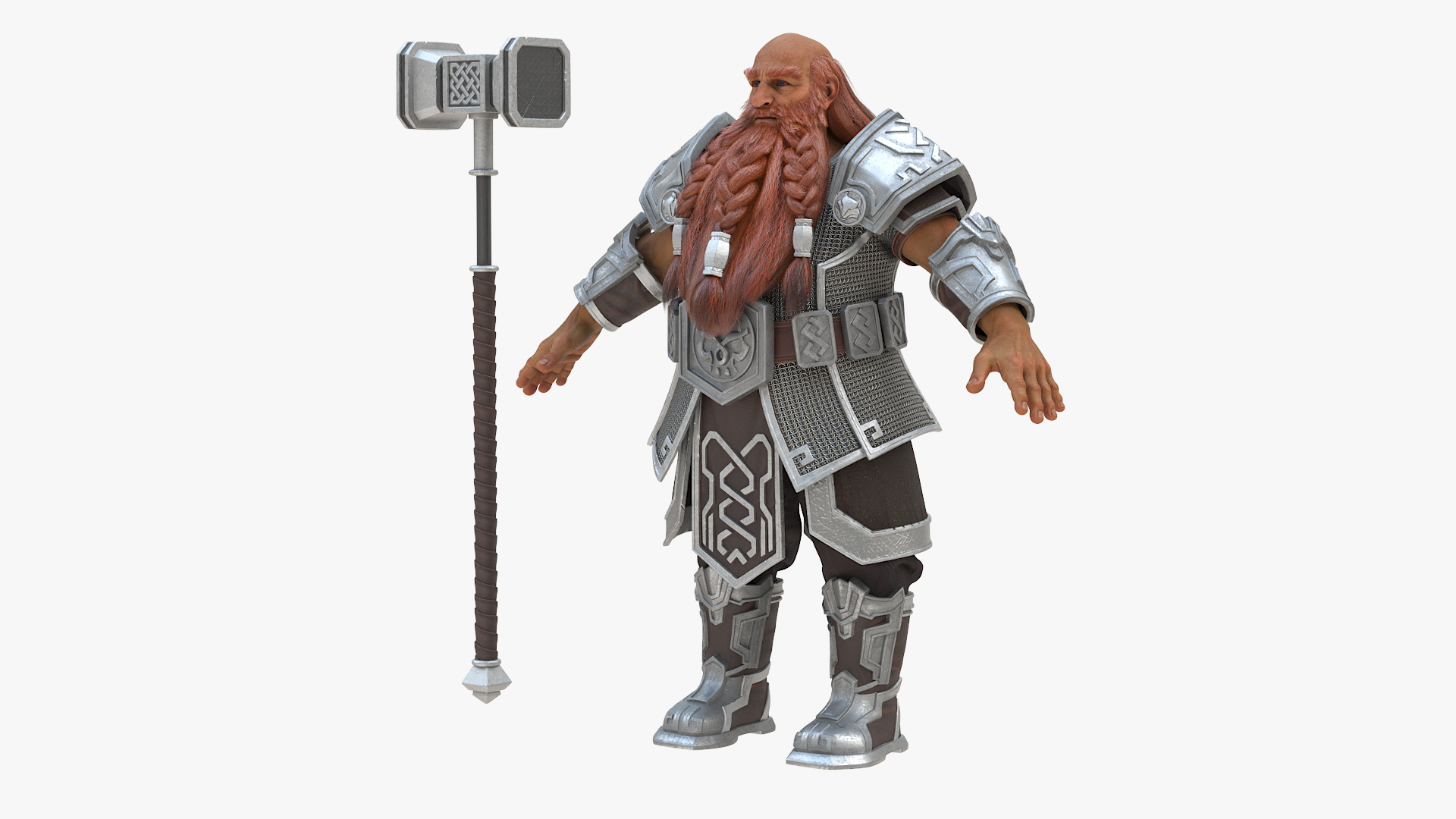 Armored Dwarf Warrior In Chainmail With Hammer 3D - TurboSquid 2391405