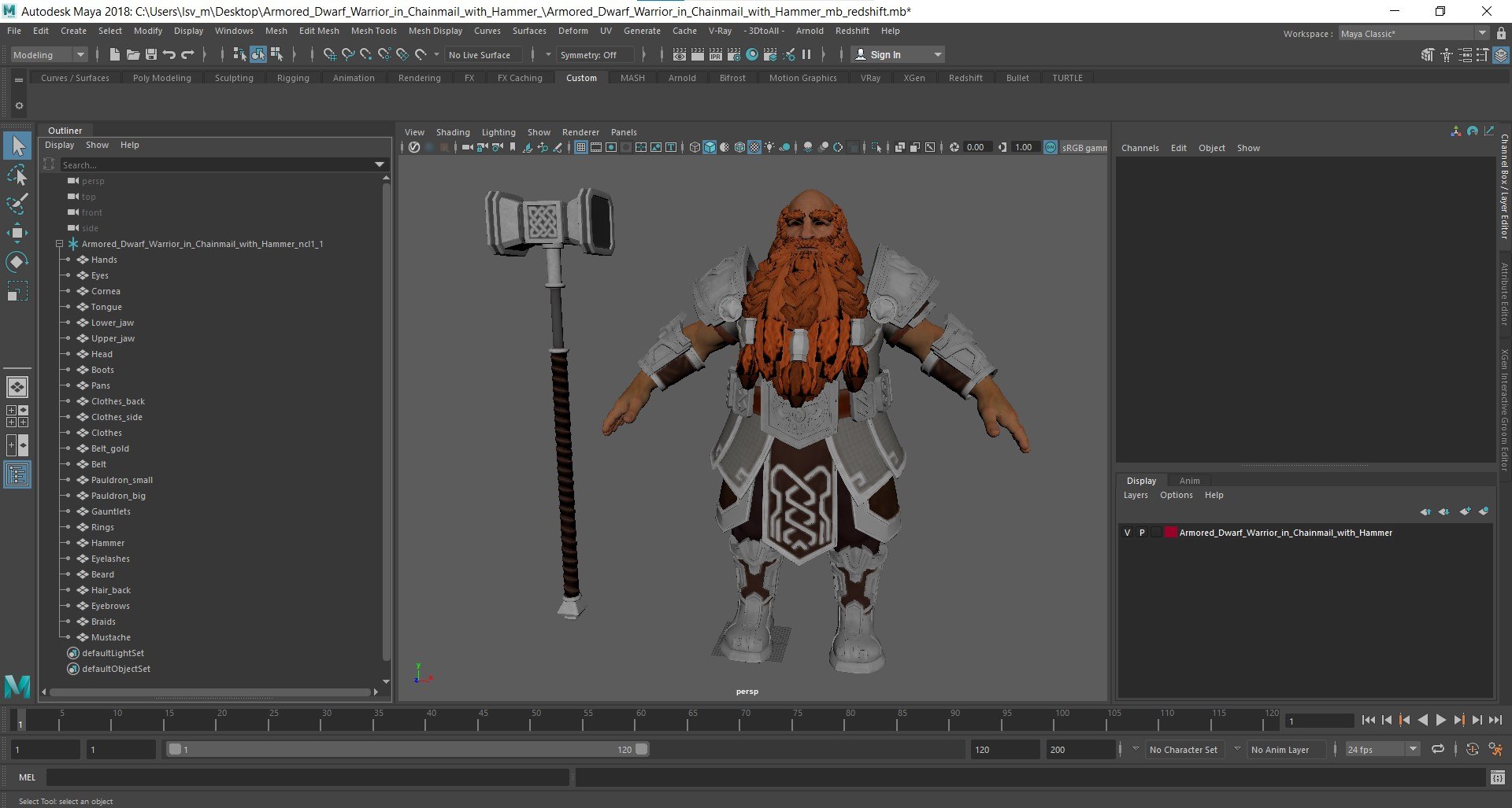 Armored Dwarf Warrior In Chainmail With Hammer 3D - TurboSquid 2391405
