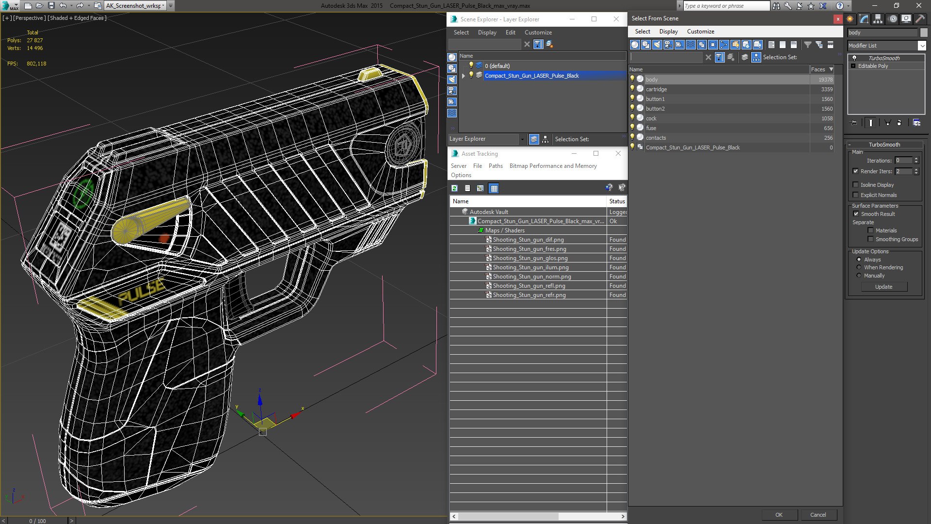 Compact Stun Gun LASER Pulse Black 3D model - TurboSquid 1985446