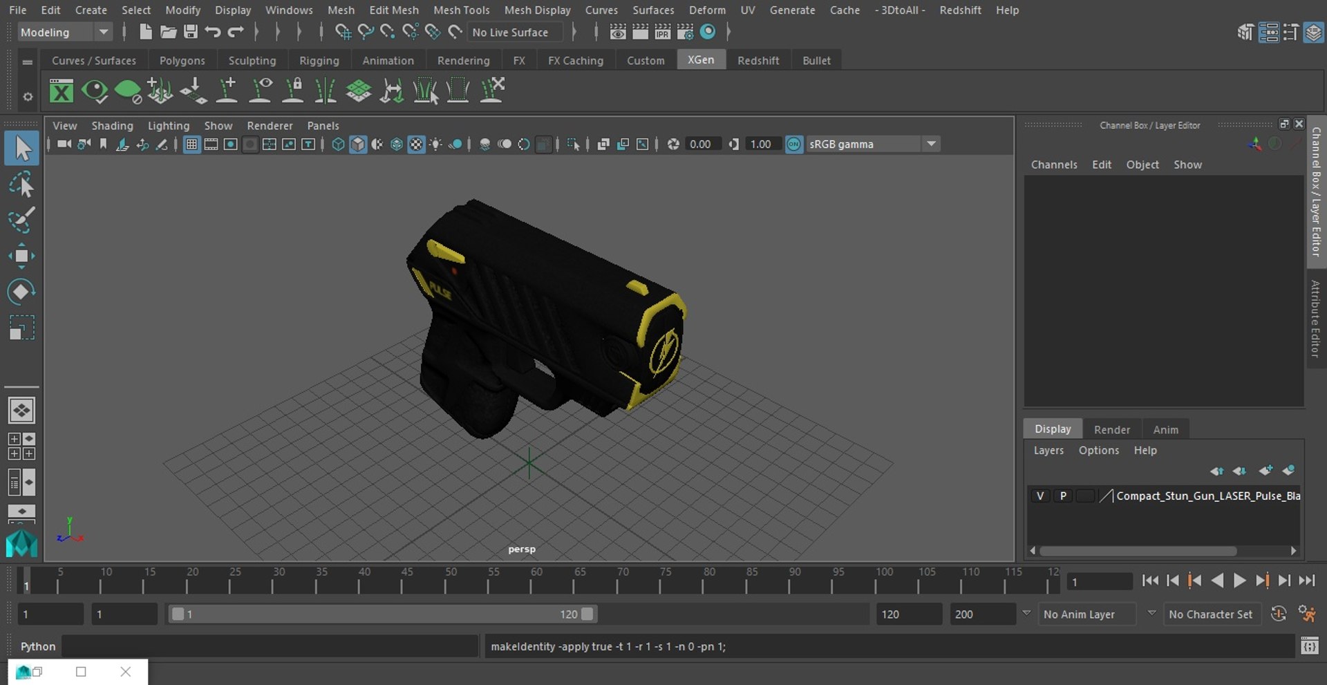 Compact Stun Gun LASER Pulse Black 3D model - TurboSquid 1985446