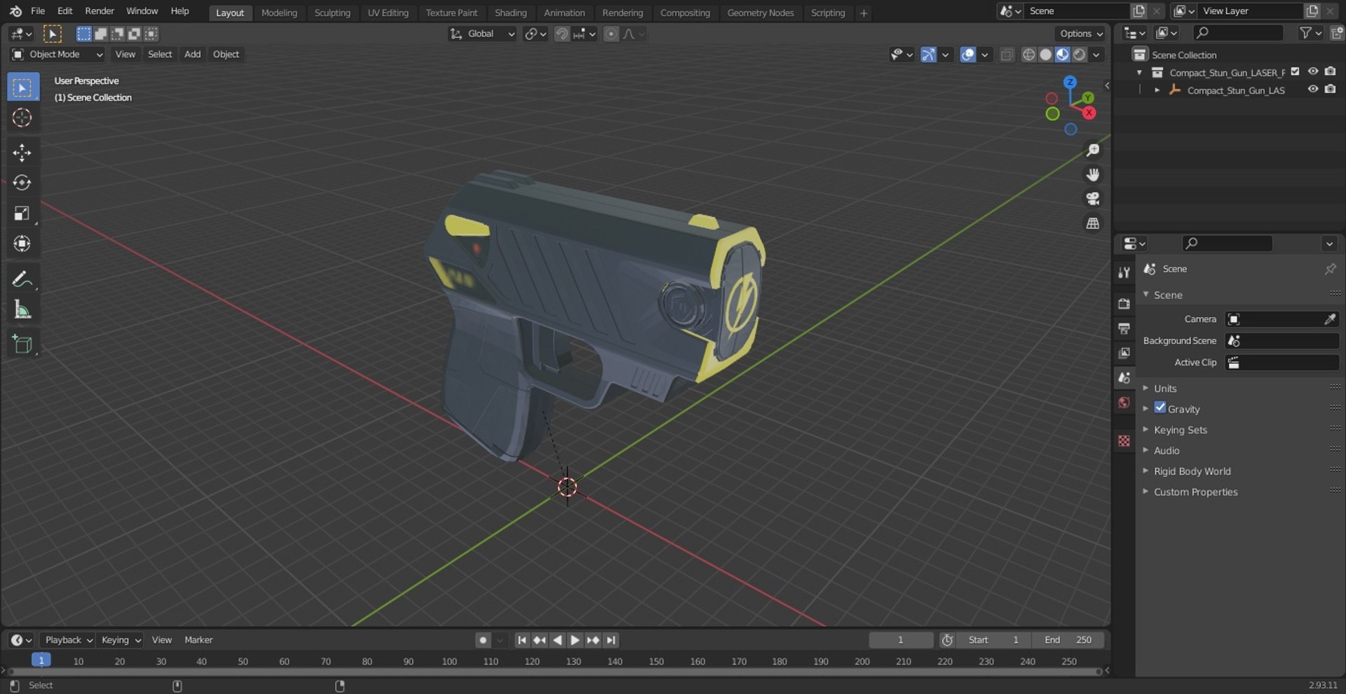 Compact Stun Gun LASER Pulse Black 3D model - TurboSquid 1985446