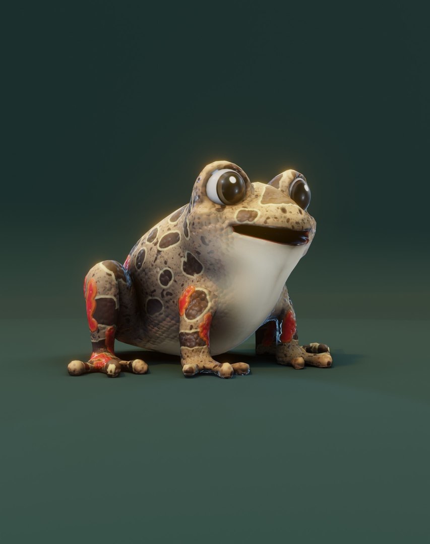 3D Model Cartoon Red-legged Frog Rigged 3D Model - TurboSquid 1775560