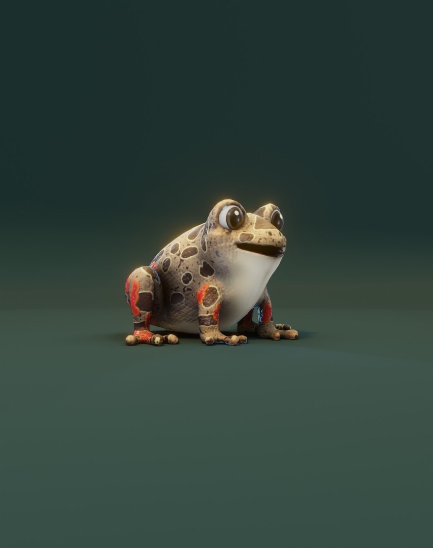 3D Model Cartoon Red-legged Frog Rigged 3D Model - TurboSquid 1775560