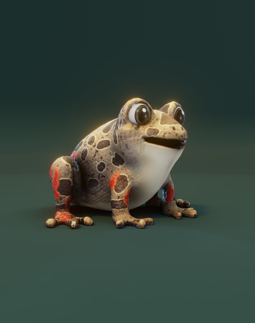 3D Model Cartoon Red-legged Frog Rigged 3D Model - TurboSquid 1775560
