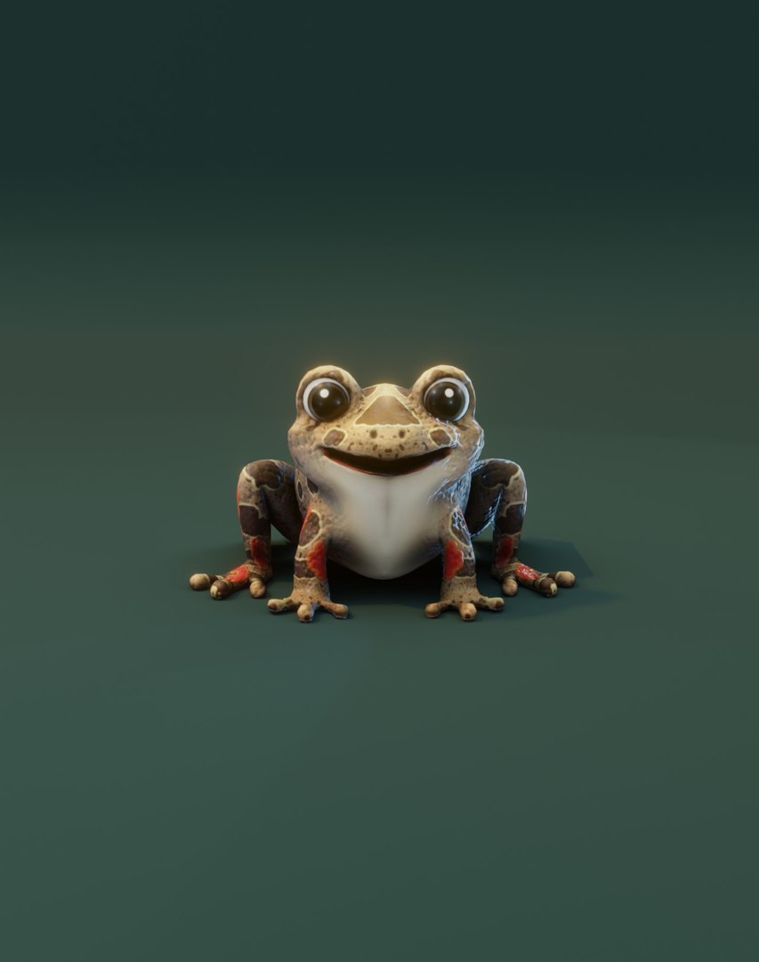 3D Model Cartoon Red-legged Frog Rigged 3D Model - TurboSquid 1775560