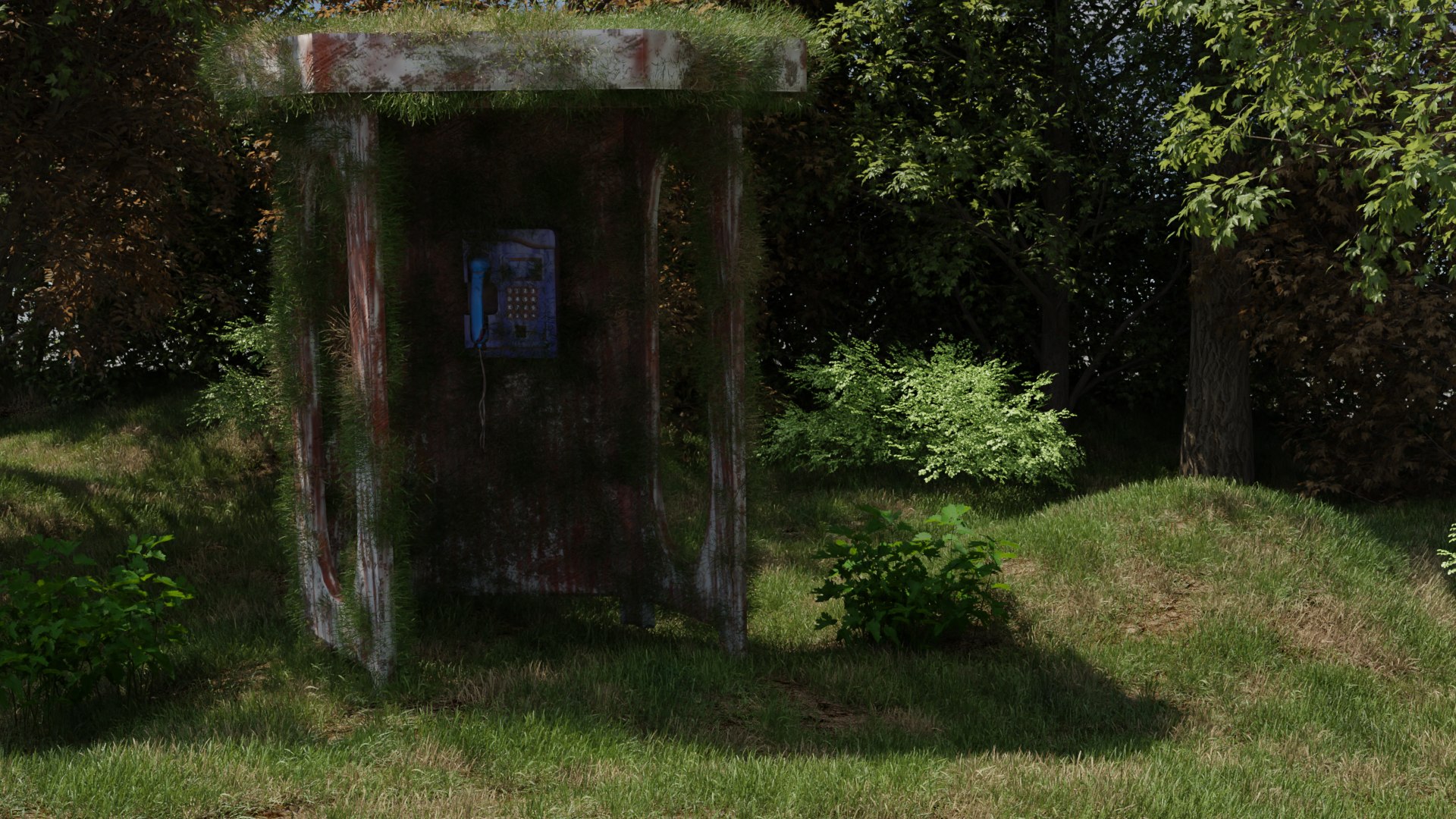 3D Stylized landscape scene with telephone box - TurboSquid 2077360