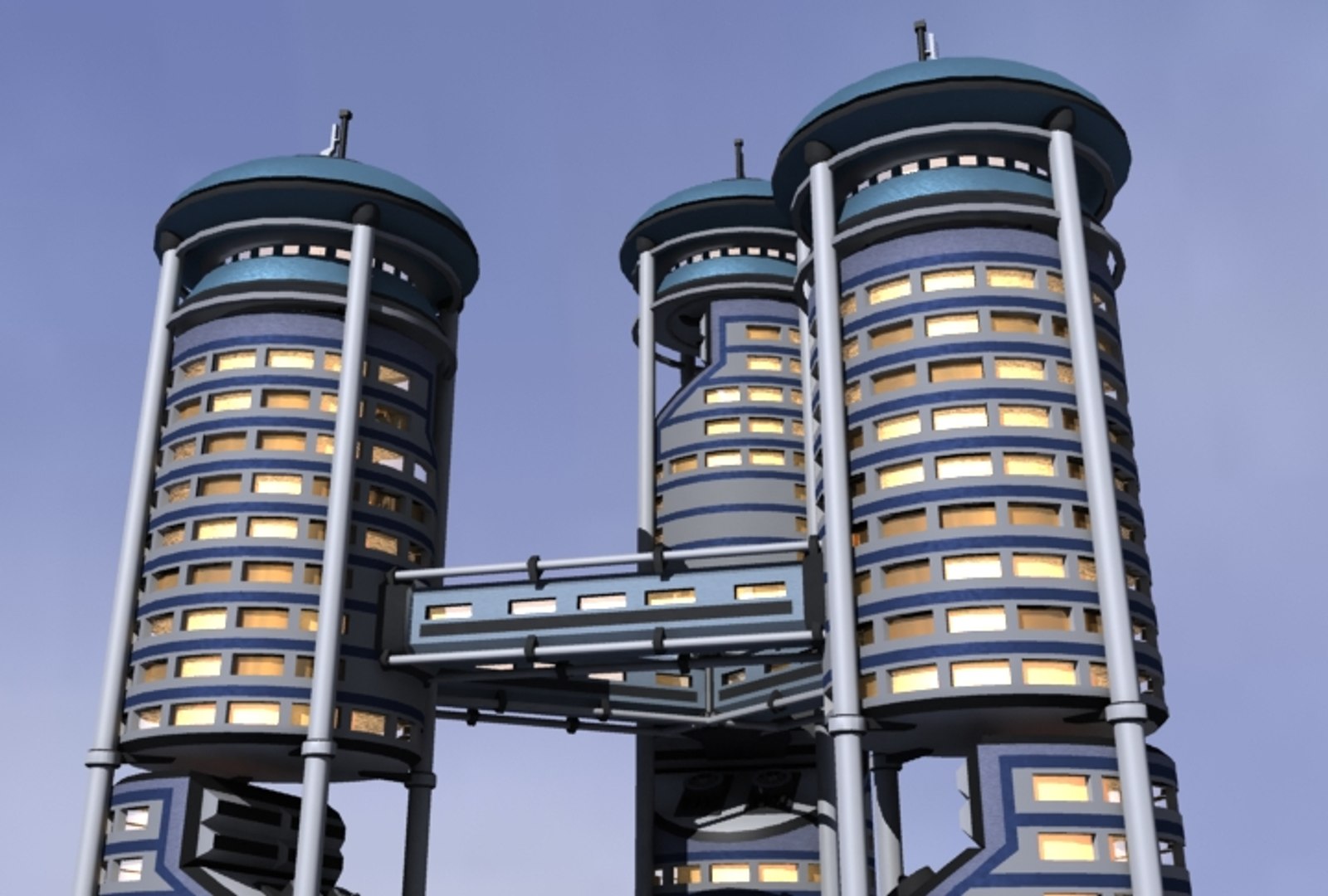 3ds Max Triple Skyscraper