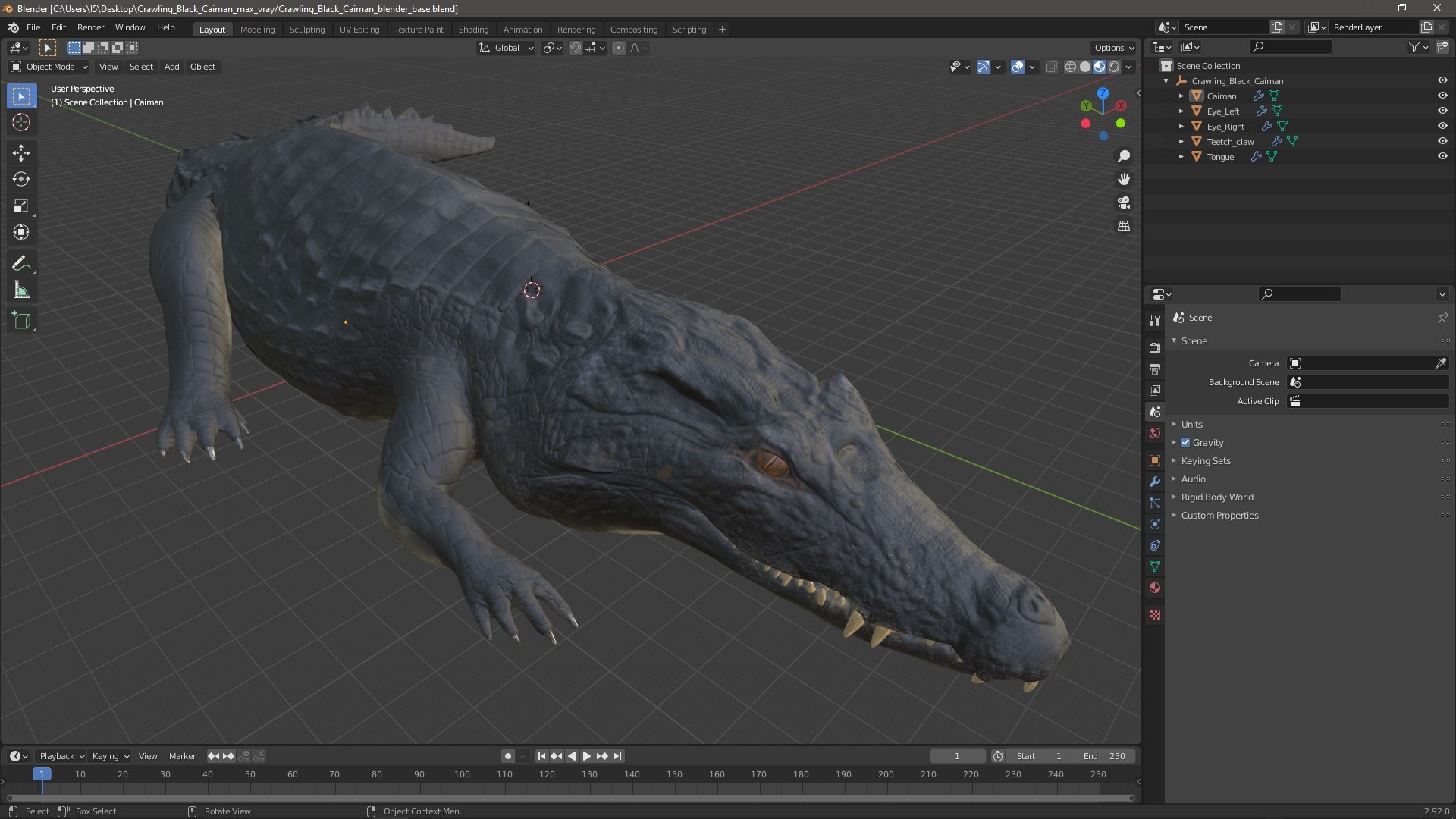 Crawling Black Caiman 3D Model - TurboSquid 2202508