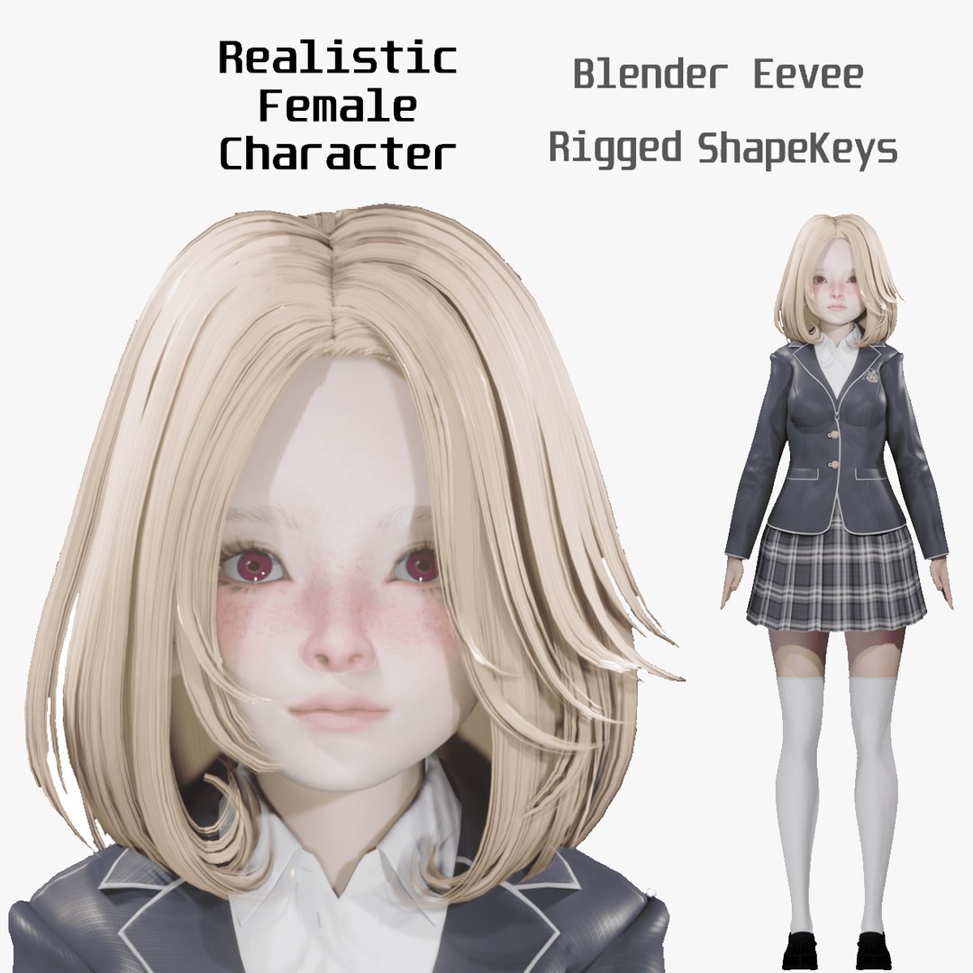 Modelo 3d Colegiala Personaje Femenino Realista Blender Eevee Turbosquid 2188228