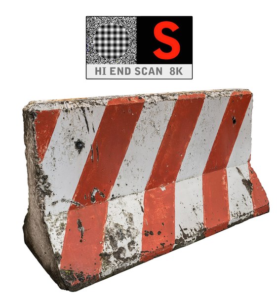 concrete barrier scan 8k 3d obj