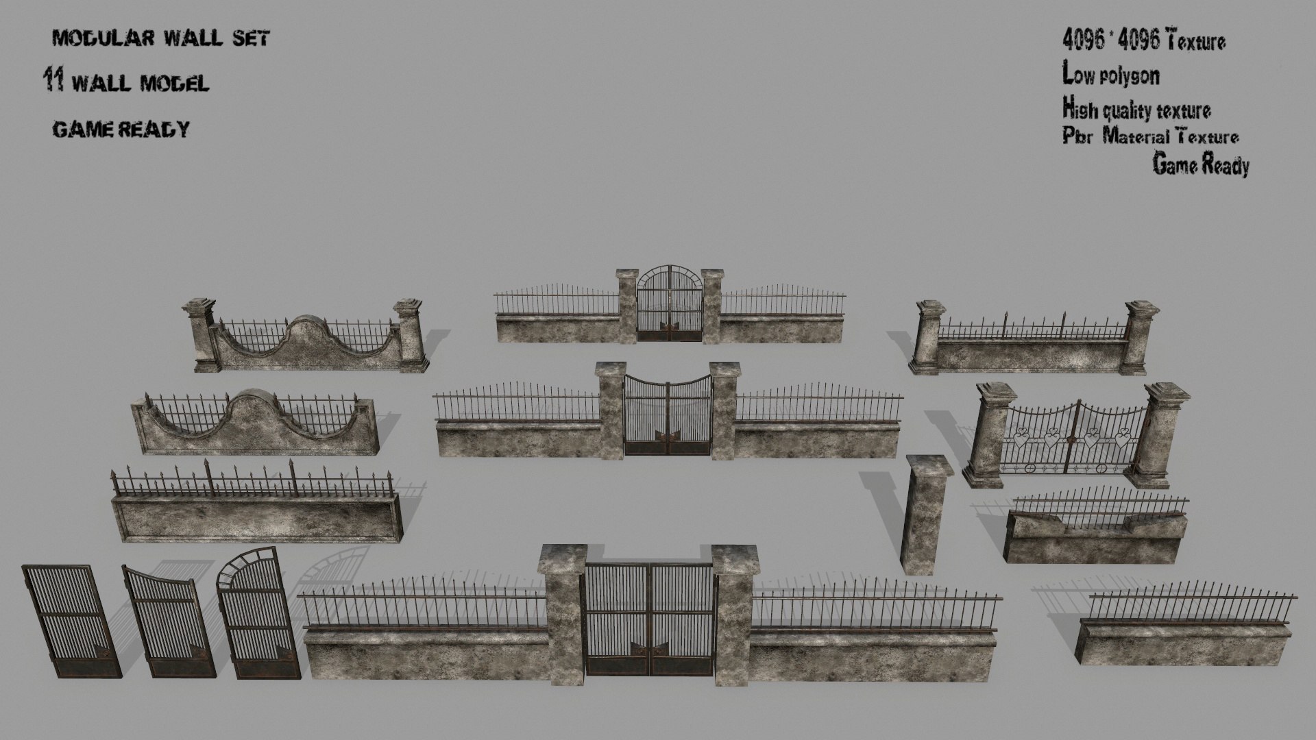 3D Gate Wall Model - TurboSquid 1342252