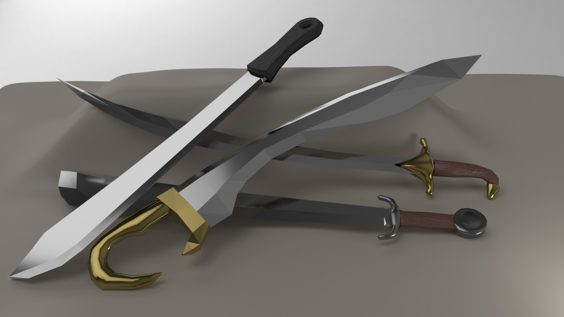 3D model kit 2 curved blades - TurboSquid 1263851