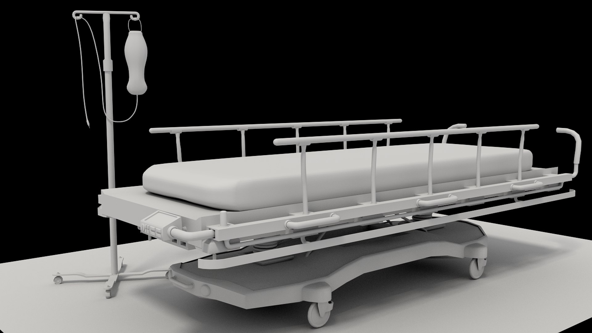 Hospital Stretcher Iv Stand 3d 3ds
