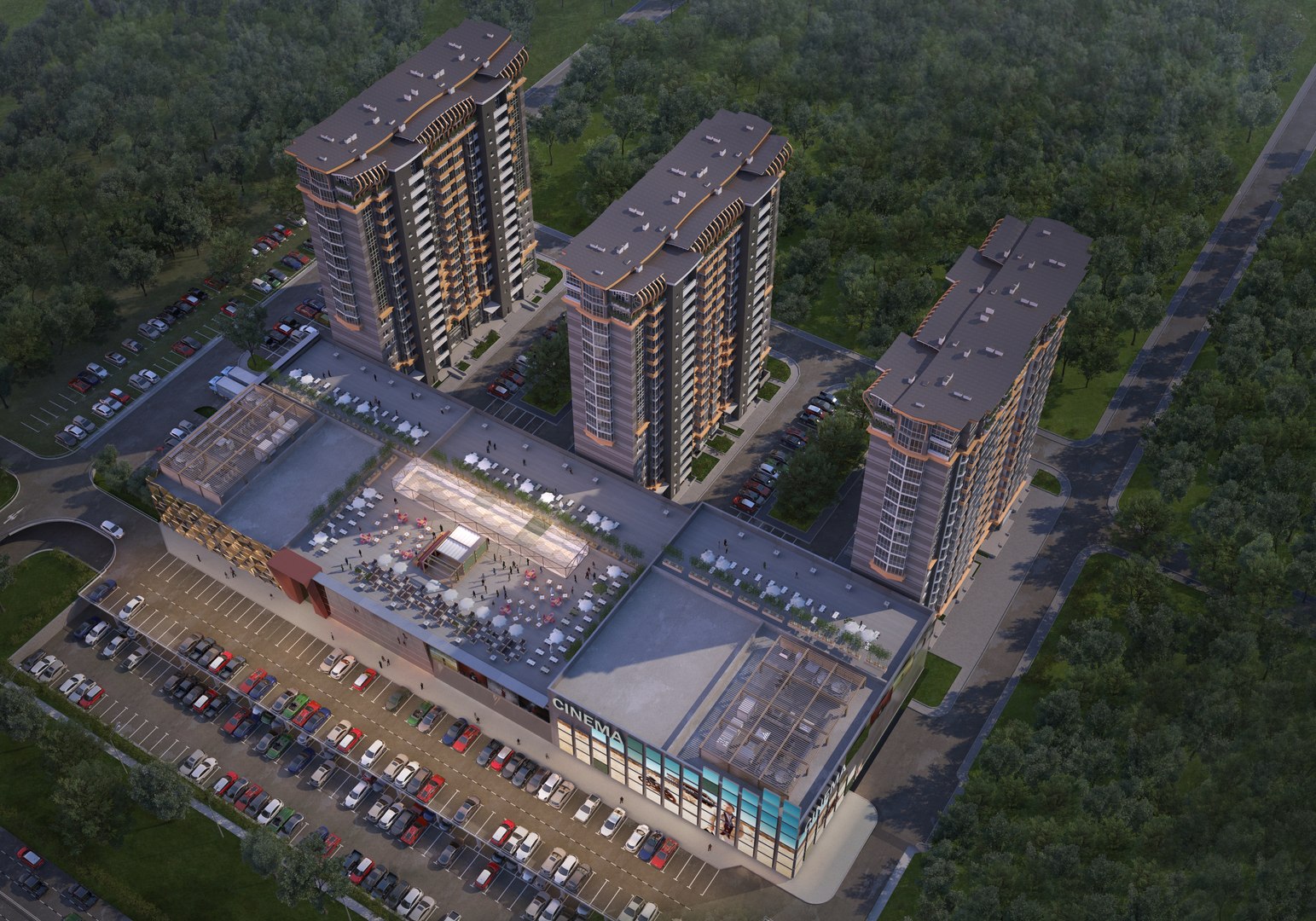 Shopping Center Residential Complex 3d Model