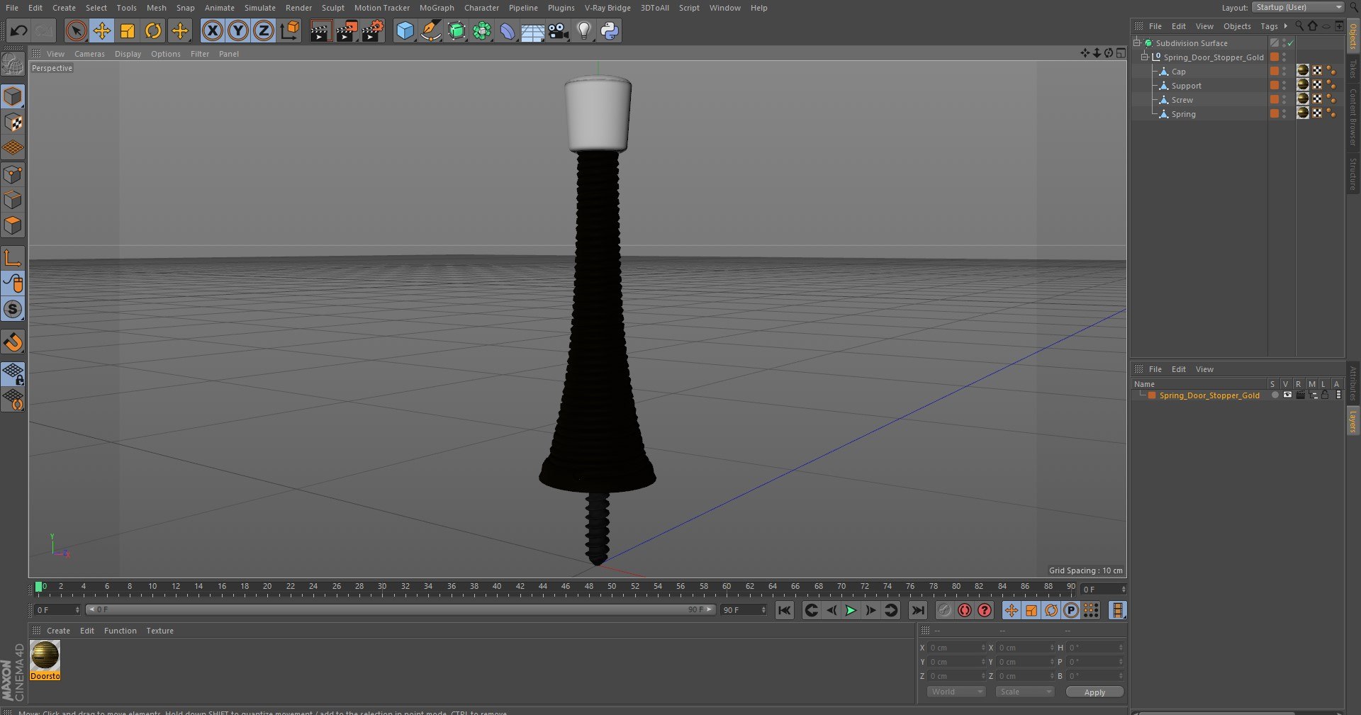Spring Door Stopper Gold 3D Model - TurboSquid 2131796
