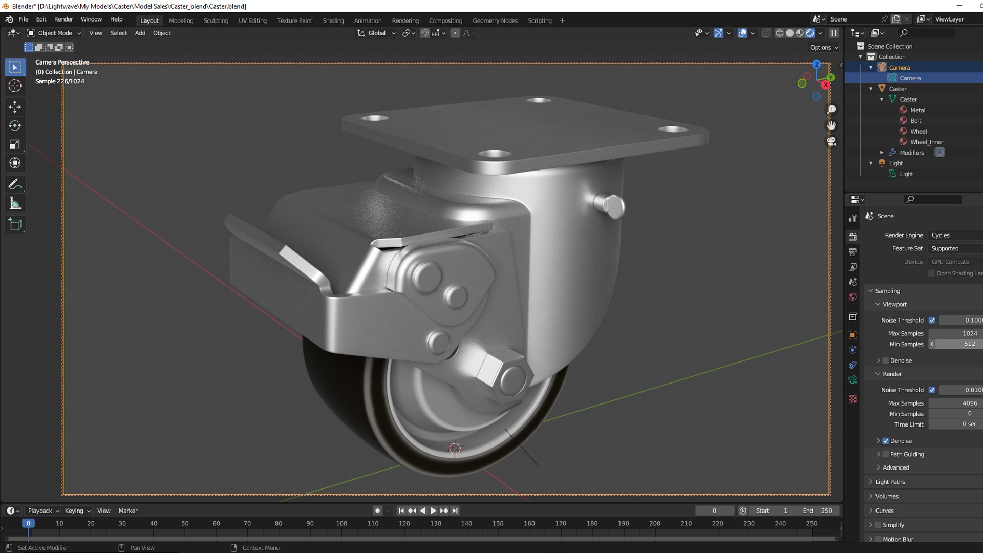 3D Swivel Plate Caster Wheel with Brake - TurboSquid 2034917