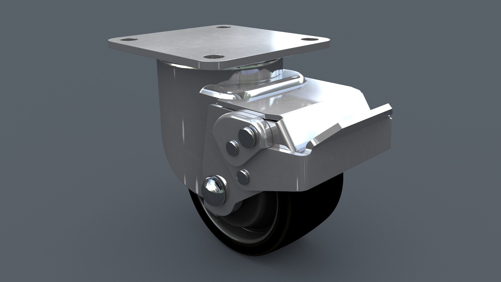 3D Swivel Plate Caster Wheel with Brake - TurboSquid 2034917