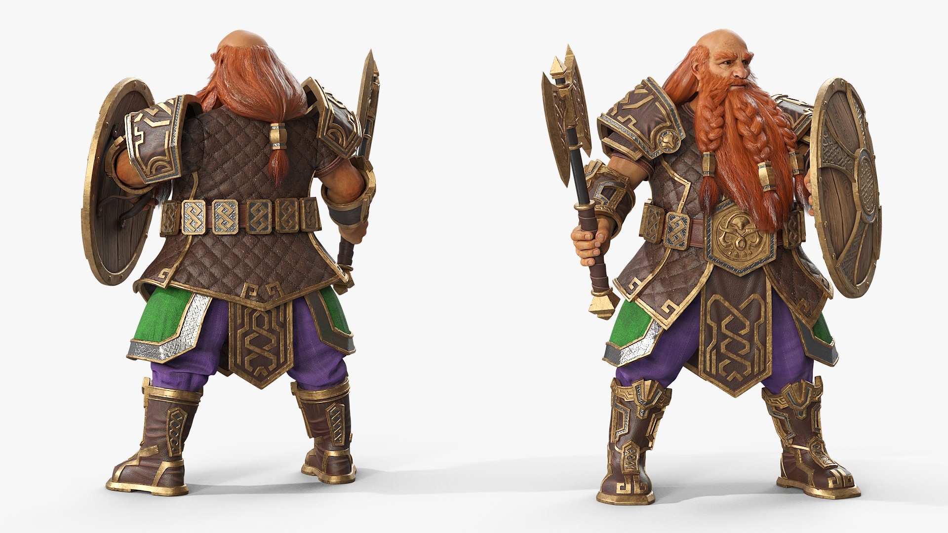 3D Dwarf Warrior With Axe And Shield Rigged For Cinema 4D - TurboSquid ...