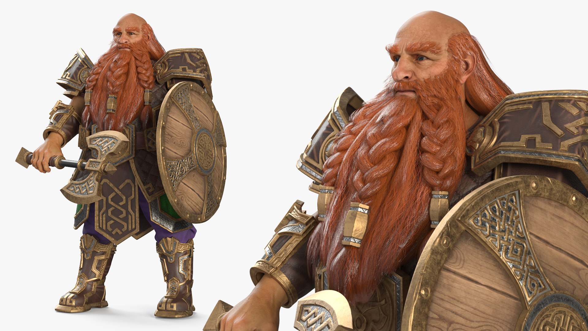 3D Dwarf Warrior With Axe And Shield Rigged For Cinema 4D - TurboSquid ...