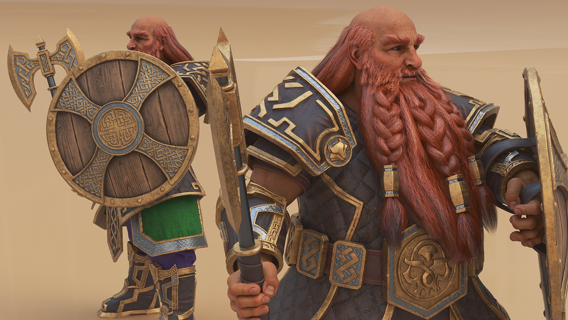 3D Dwarf Warrior With Axe And Shield Rigged For Cinema 4D - TurboSquid ...