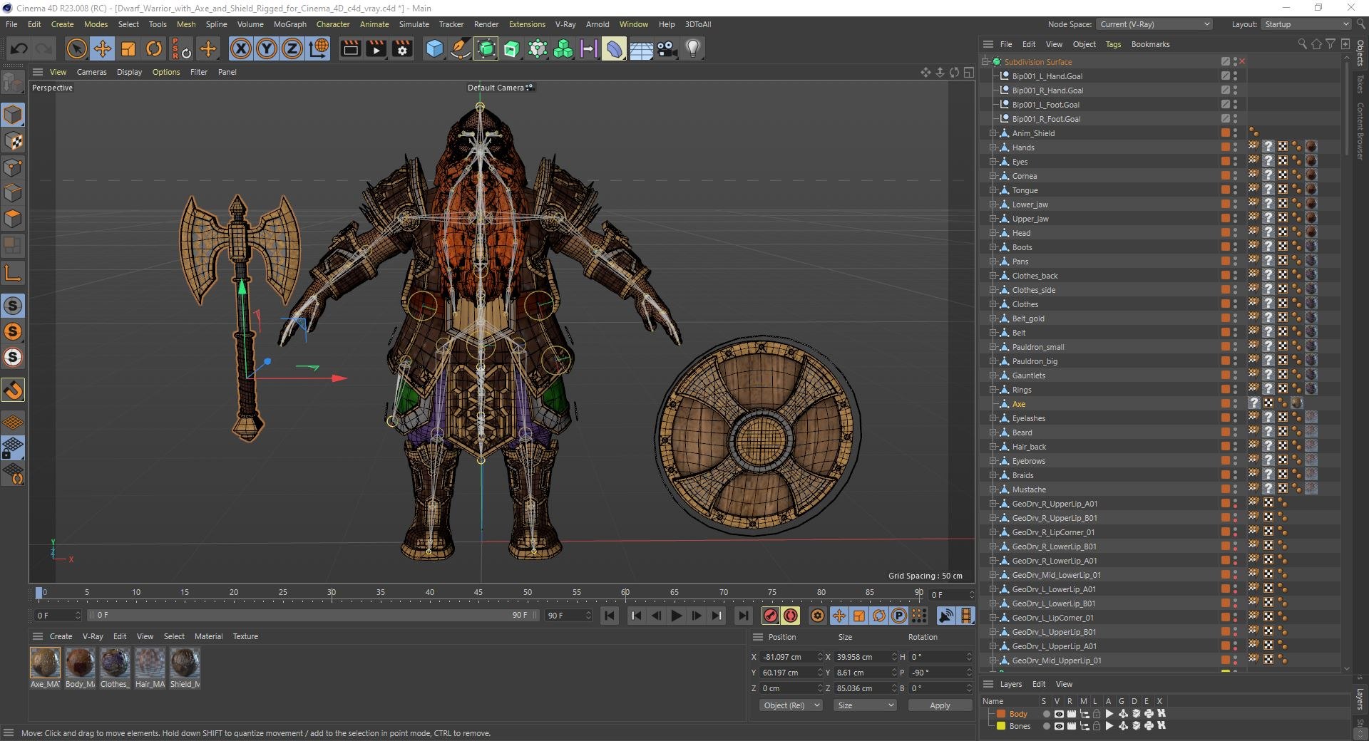 3D Dwarf Warrior With Axe And Shield Rigged For Cinema 4D - TurboSquid ...