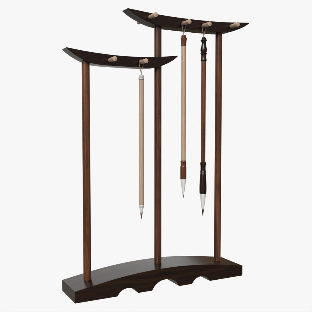 Calligrapghy Brush Hanger With Brushes 3D - TurboSquid 2096041