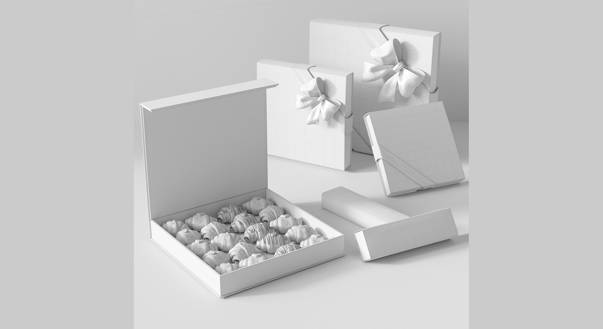 3D A Set Of Mini Croissants In A Presentable Package - TurboSquid 2362871
